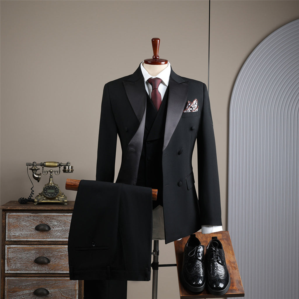 High Quality Double Breasted Suit For Men Groom's Wedding Suit Set ...
