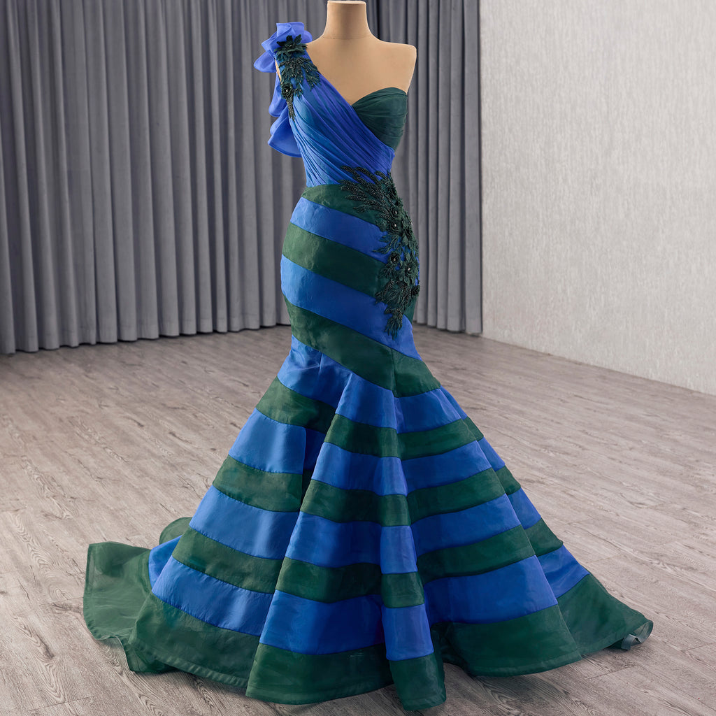 Women One Shoulder Mermaid Trumpet Prom Dress Formal Gown