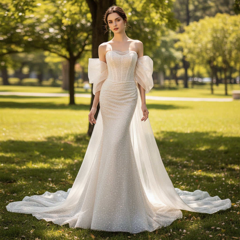 Strapless Curve Neckline Mermaid Wedding Dress – Rosymae